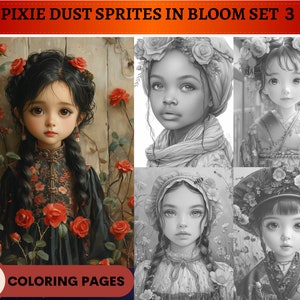 65 Pixie Dust Sprites in Bloom Set 3 Grayscale Coloring Pages ...