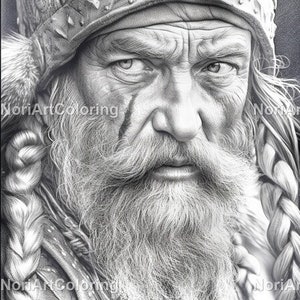 41 Vikings (men and Women) Grayscale Coloring Book | Printable Adult ...