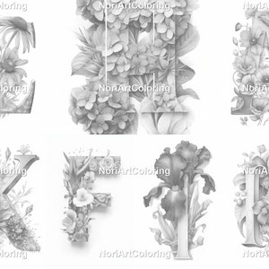 100 Floral Alphabet Coloring Pages | Letters With Flowers | Printable ...