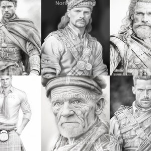 42 Scottish Highlanders | Irish Men |grayscale Coloring Pages|printable ...