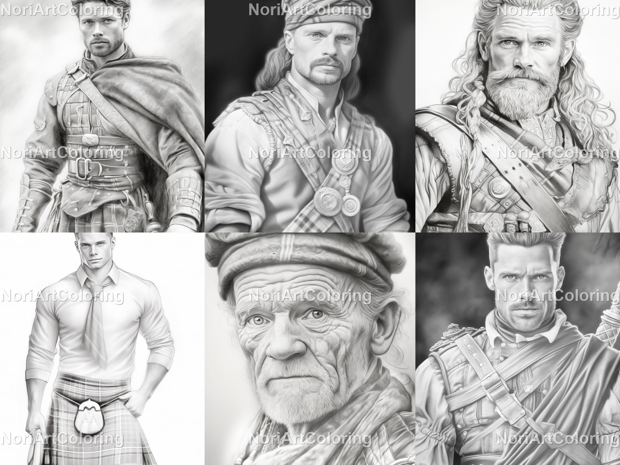42 Scottish Highlanders | Irish Men |grayscale Coloring Pages|printable ...
