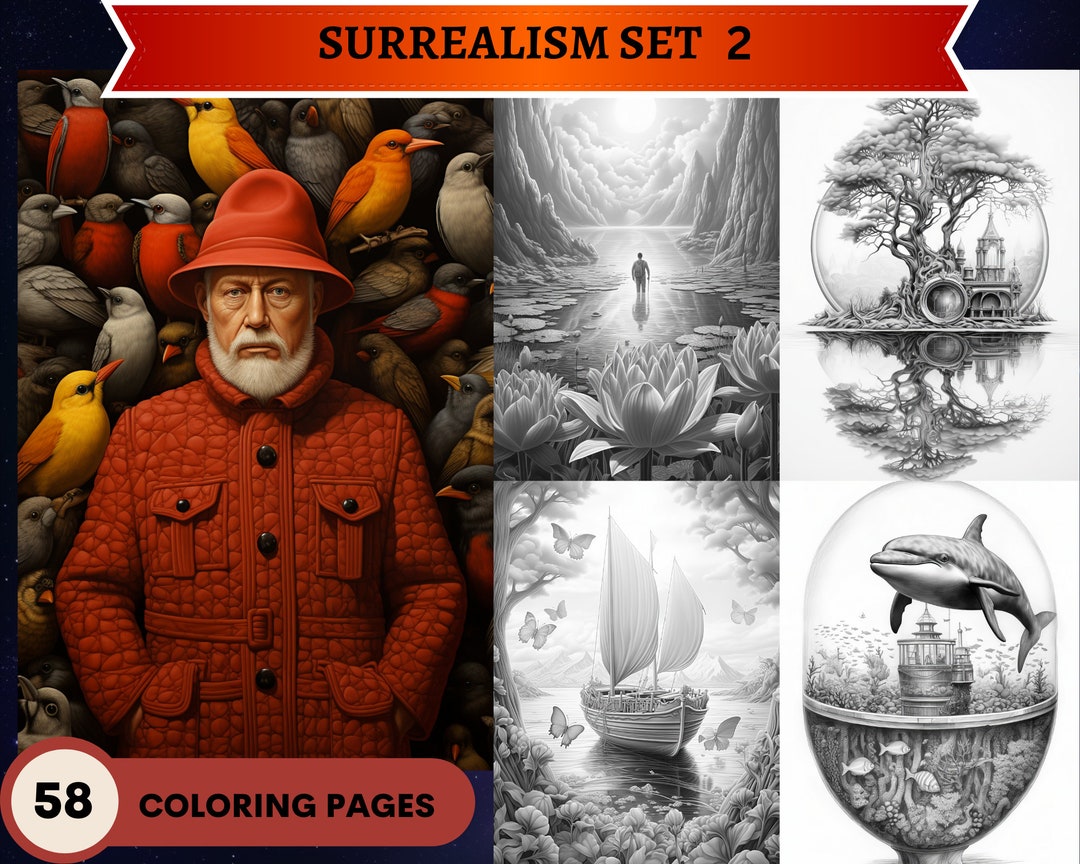 58 Surrealism Set 2 Coloring Pages | Printable Adult Coloring Pages ...