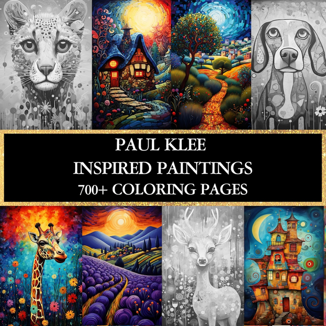 700+ Paul Klee Inspired Paintings Grayscale Coloring Pages | Abstract ...