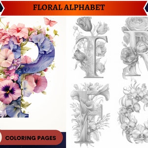100 Floral Alphabet Coloring Pages | Letters With Flowers | Printable ...