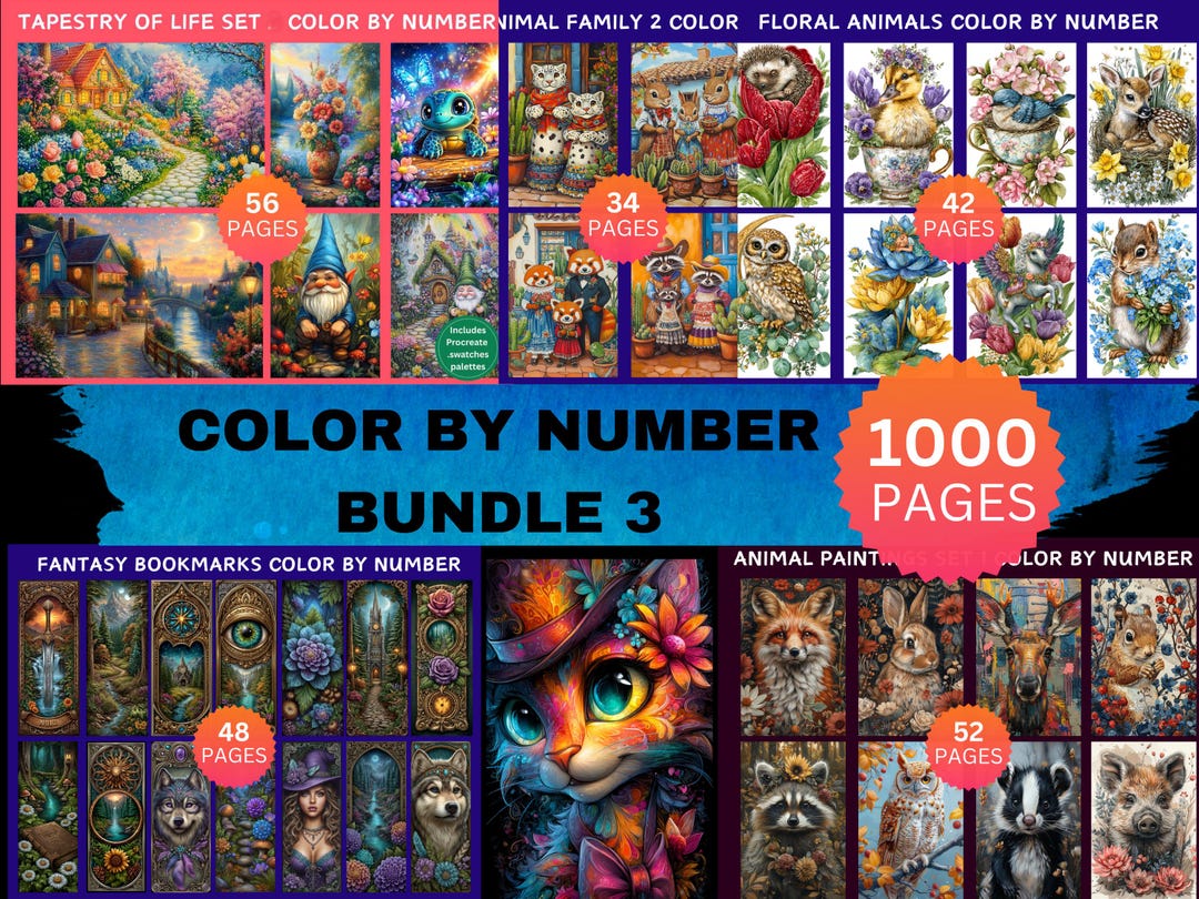 Ultimate Procreate Color by Numbers 1000 Pages Megabundle 3 Paint by ...