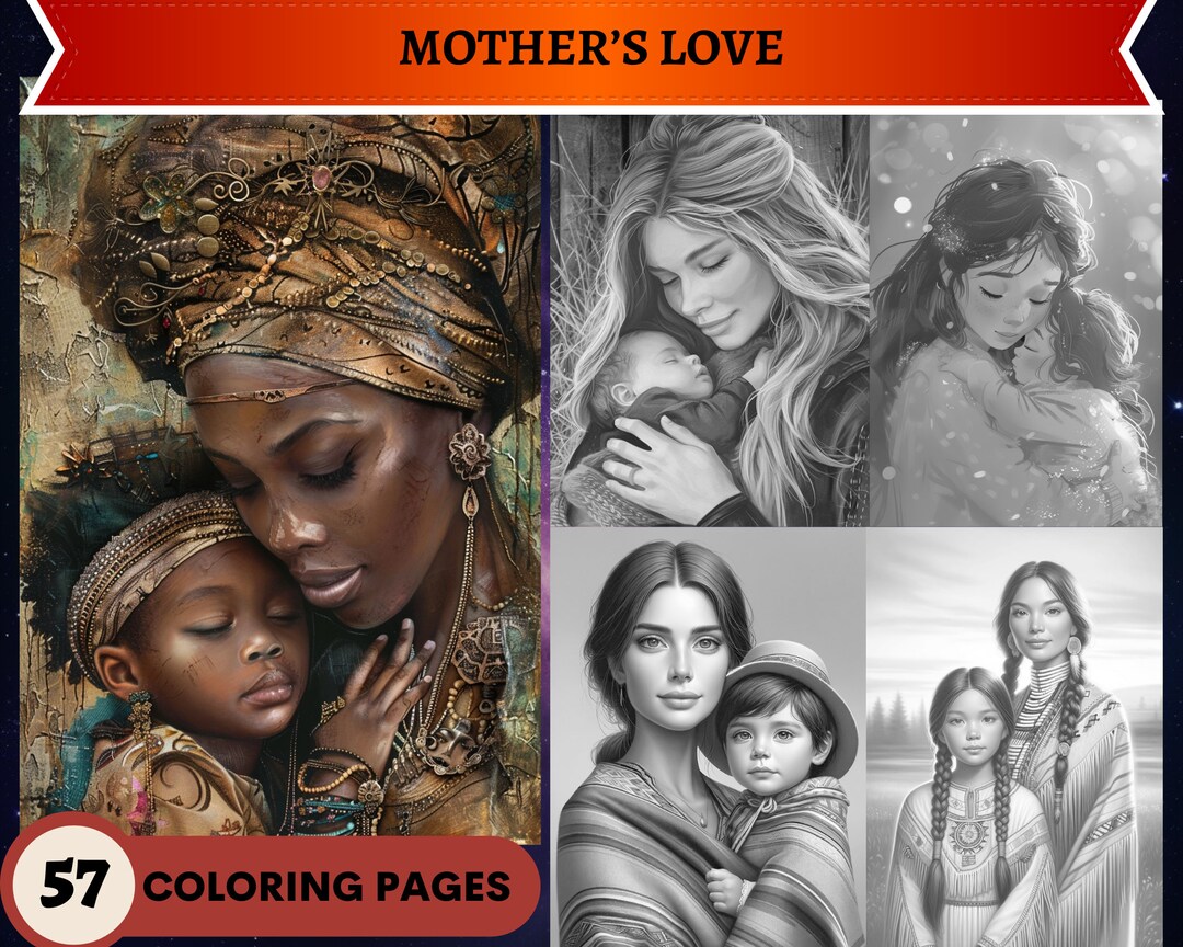 57 "mother's Love" Grayscale Coloring Pages | Printable Adult Coloring ...