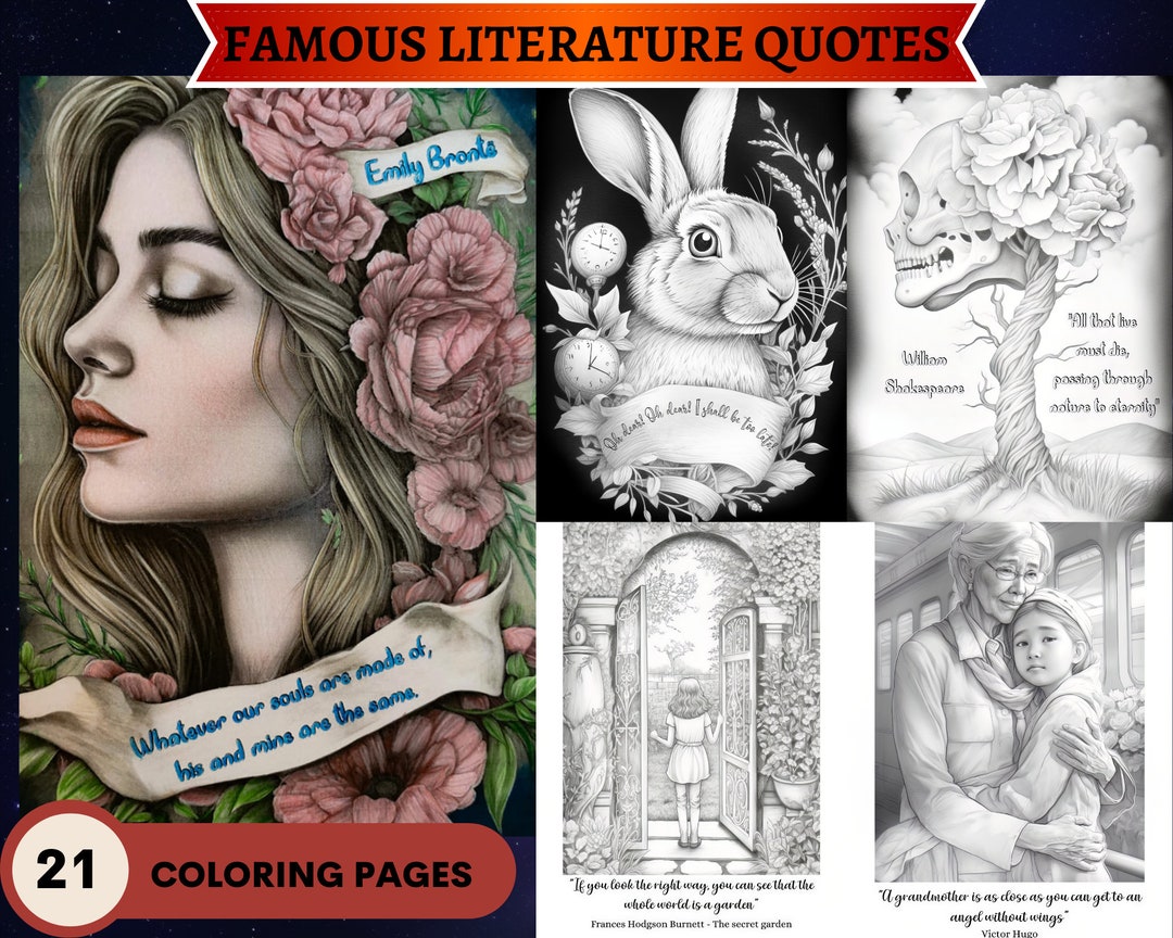 21 Famous Literature Quotes Coloring Pages | Printable Adult Coloring ...