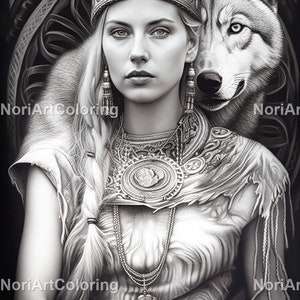 41 Vikings (men and Women) Grayscale Coloring Book | Printable Adult ...