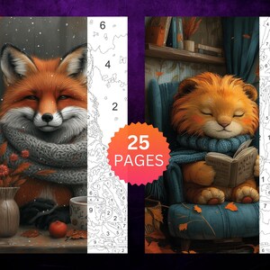 25 Color by Number Pages, Digital Coloring Pages, Paint by Numbers ...