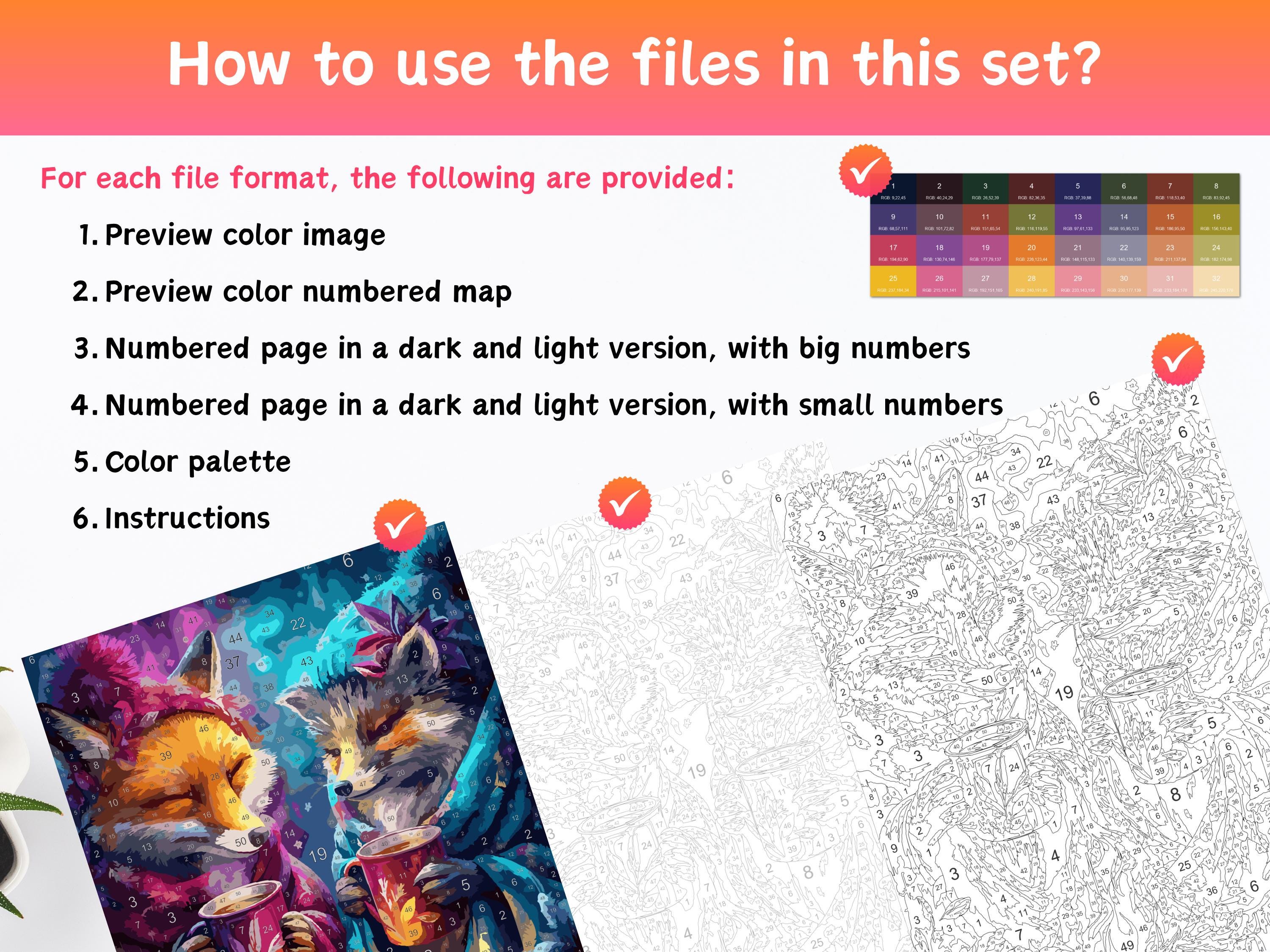 40 Mysterious Christmas Set 1 Color by Number Pages, Digital Coloring ...