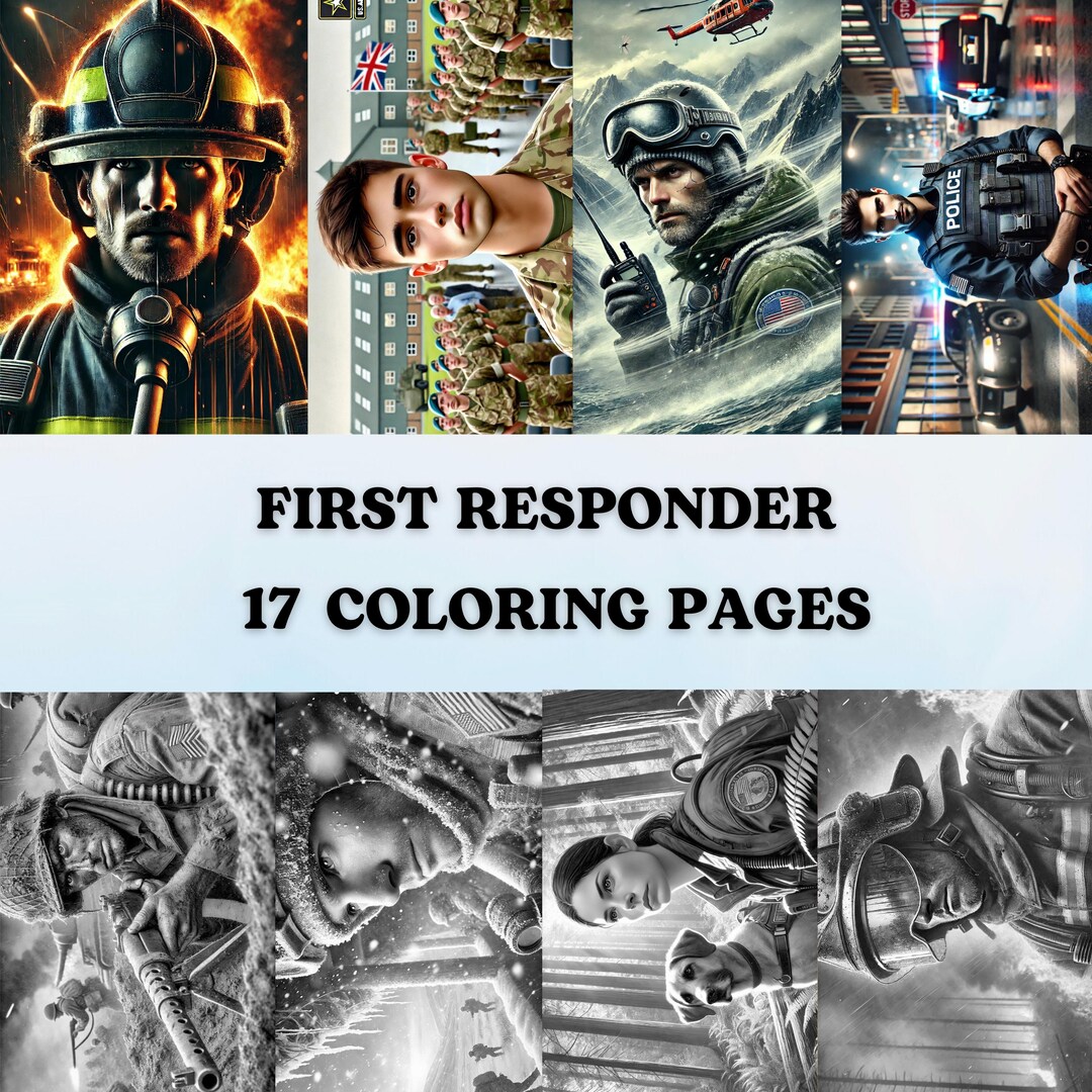 17 First Responder Grayscale Coloring Pages | Army First Aid ...