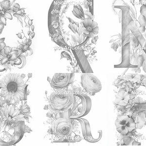 100 Floral Alphabet Coloring Pages | Letters With Flowers | Printable ...