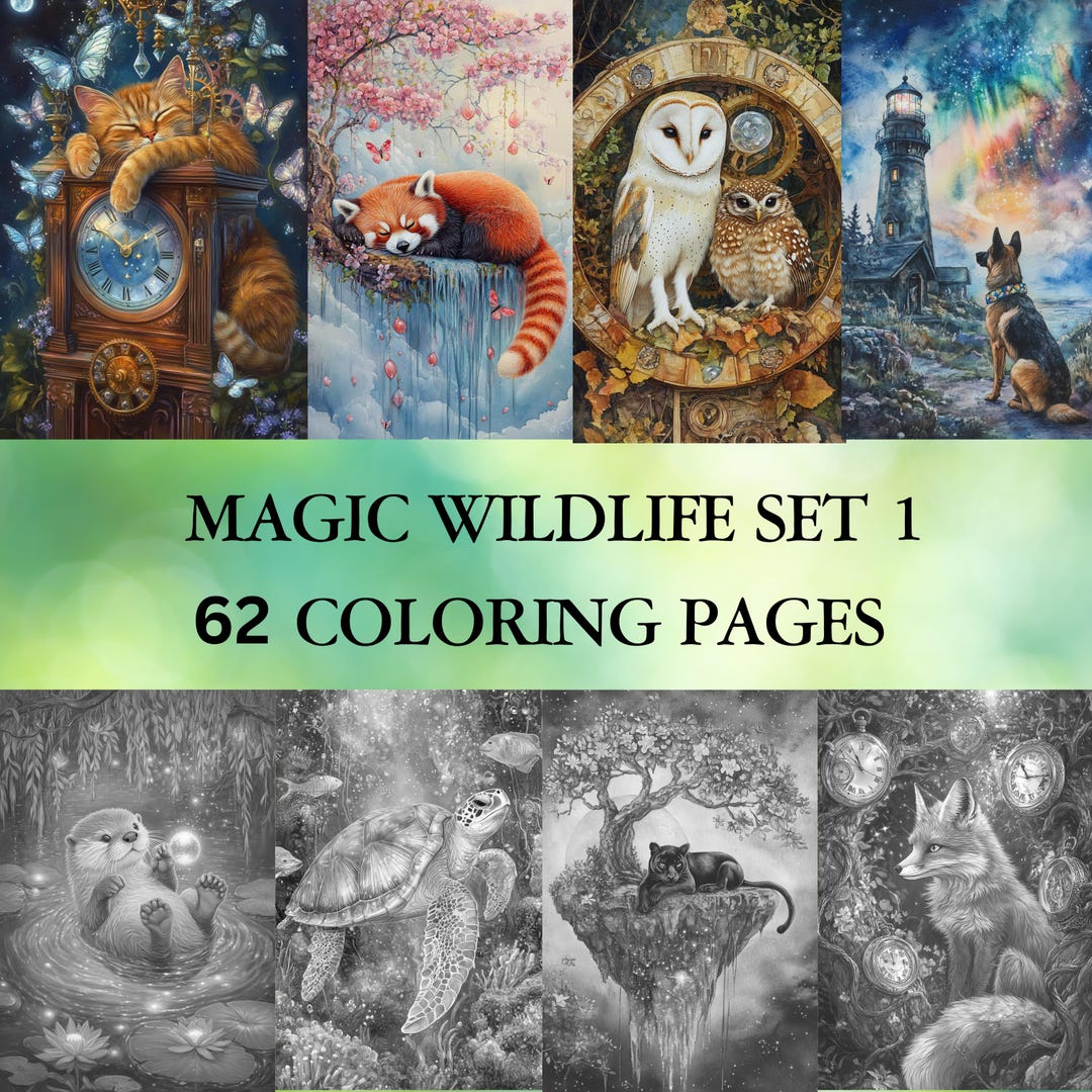 62 Magic Wildlife Grayscale Coloring Pages | Fantasy Animals | Pets ...