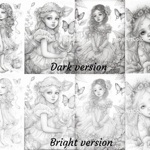 33 Little Girls With Flowers and Butterflies | Printable Adult Coloring ...