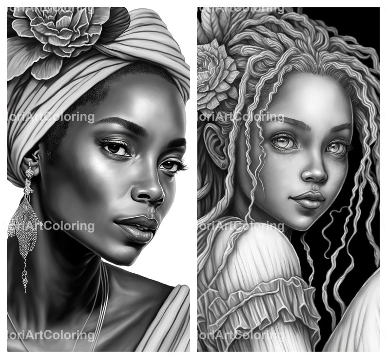 10 Beautiful Black Women Coloring Pages Printable Adult - Etsy