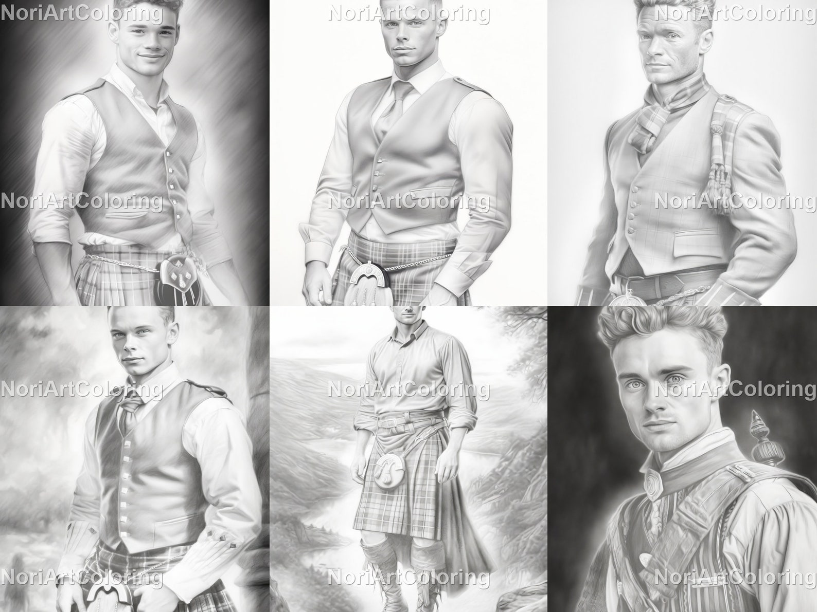 42 Scottish Highlanders | Irish Men |grayscale Coloring Pages|printable ...