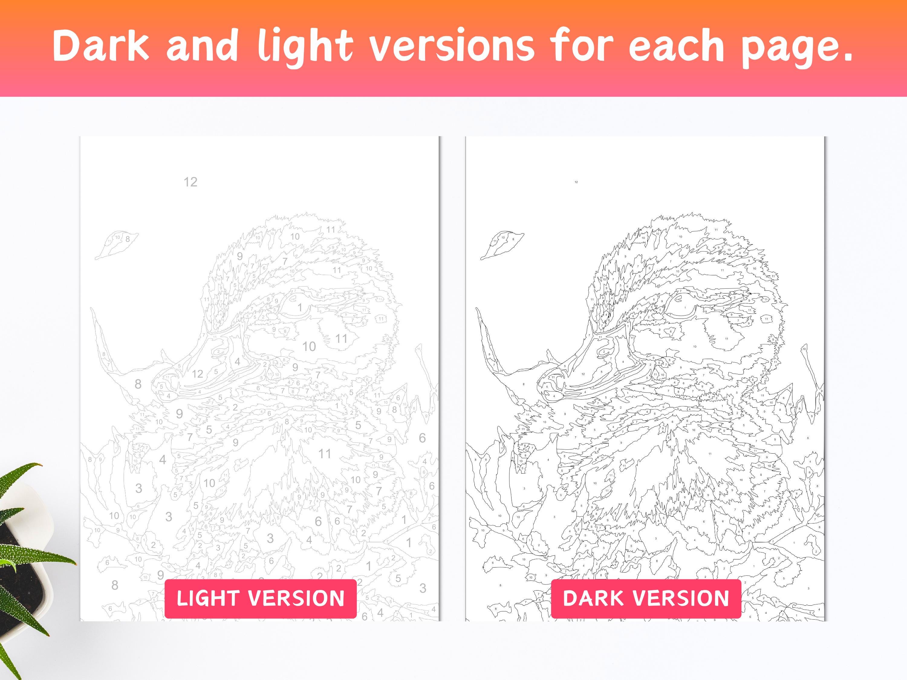 12 Color by Number Pages, Digital Coloring Pages, Paint by Numbers ...