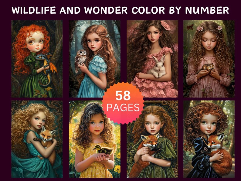 58 Wildlife and Wonder Color by Number Pages, Digital Coloring Pages ...