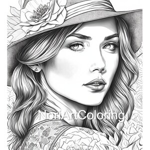 35 Grayscale Beautiful Women Coloring Book | Printable Adult Coloring ...