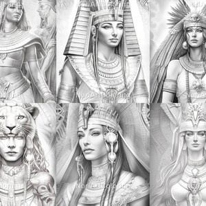 32 Egyptian Goddesses Set 1 Coloring Pages Printable Adult Coloring ...