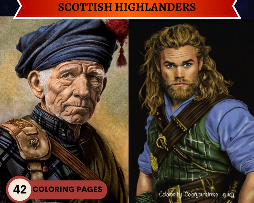 42 Scottish Highlanders | Irish Men |grayscale Coloring Pages|printable ...