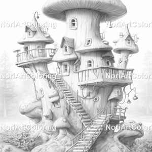 30 Mushroom Fairy Houses Set 1 Coloring Pages | Printable Adult ...