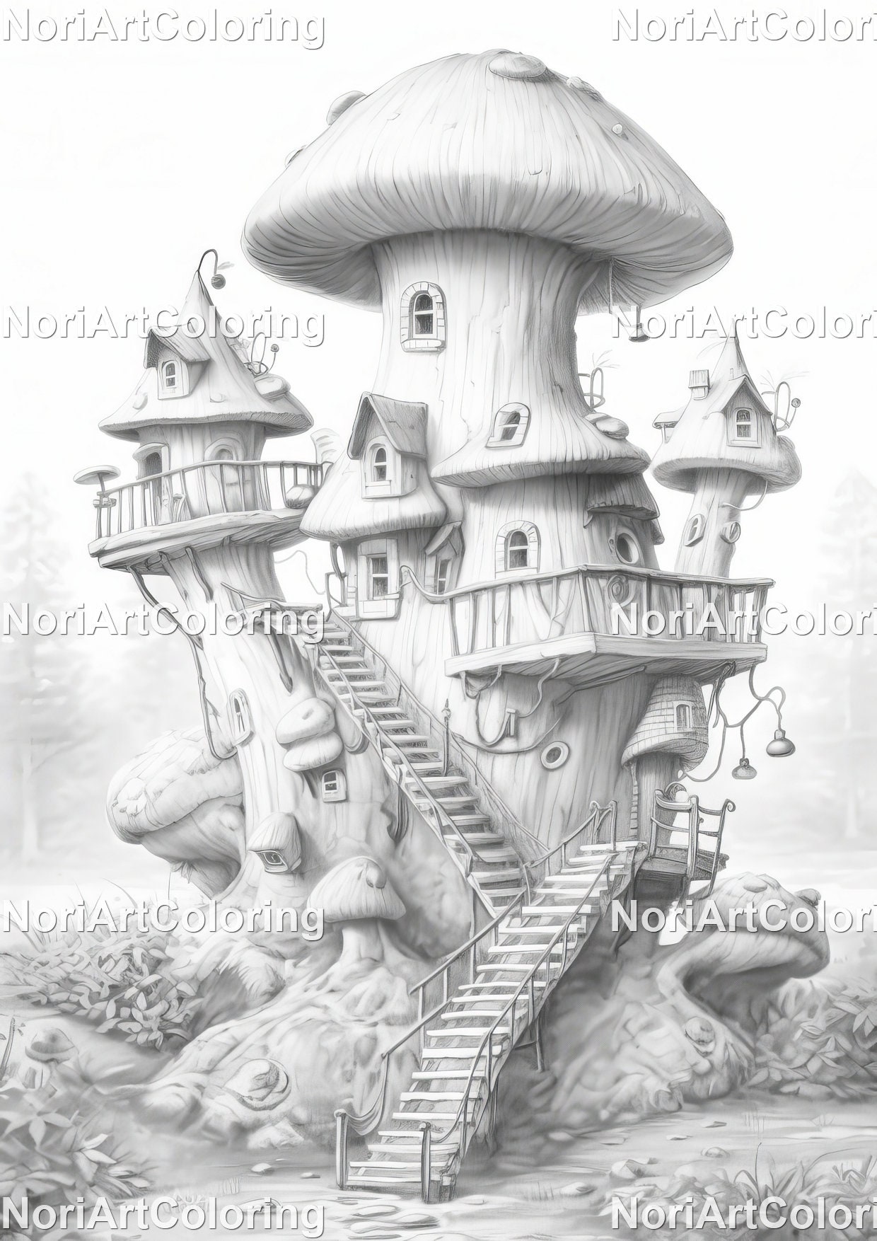 30 Mushroom Fairy Houses Set 1 Coloring Pages | Printable Adult ...