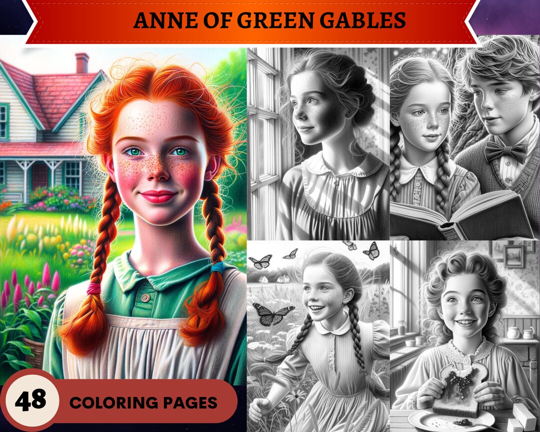 48 "anne of Green Gables" Grayscale Coloring Pages | Printable Adult ...
