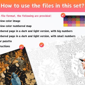 50 Vintage Nature Color by Number Pages, Digital Coloring Pages, Paint ...