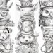 28 Steampunk Baby Animals Set 2 Grayscale Coloring Pages Printable ...