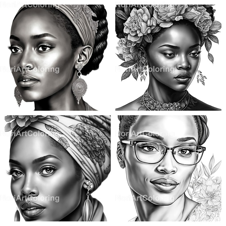 10 Beautiful Black Women Coloring Pages Printable Adult - Etsy