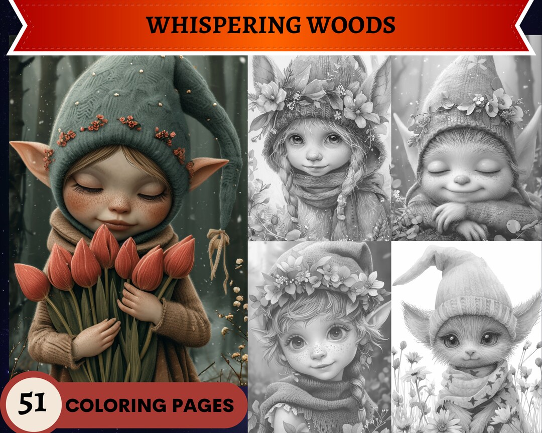 51 Whispering Woods: Elves and Enchanted Beings Coloring Pages ...