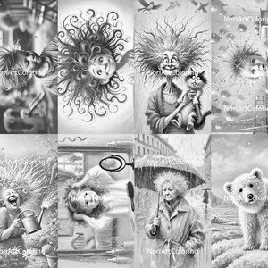 40 From Tangles to Giggles Set 2 Grayscale Coloring Pages | Funny ...