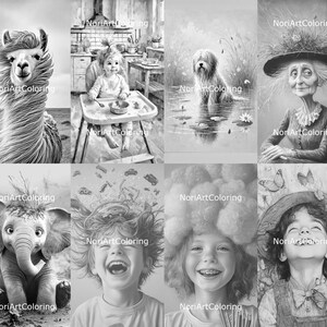 40 From Tangles to Giggles Set 2 Grayscale Coloring Pages | Funny ...
