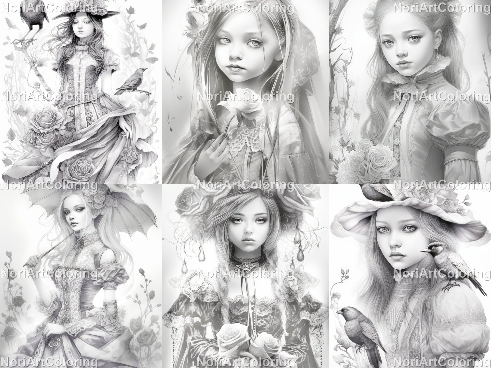 30 Gothic Girls Set 2 Coloring Pages Bright Medium and Dark - Etsy ...