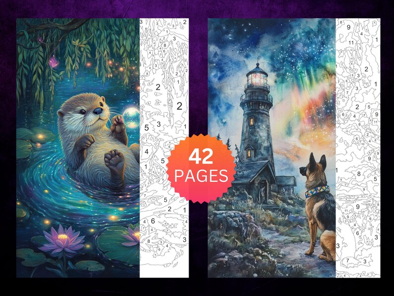 42 Color by Number Pages, Digital Coloring Pages, Paint by Numbers ...
