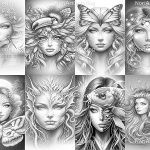 48 Animal Human Fusion Grayscale Coloring Pages | Printable Adult ...