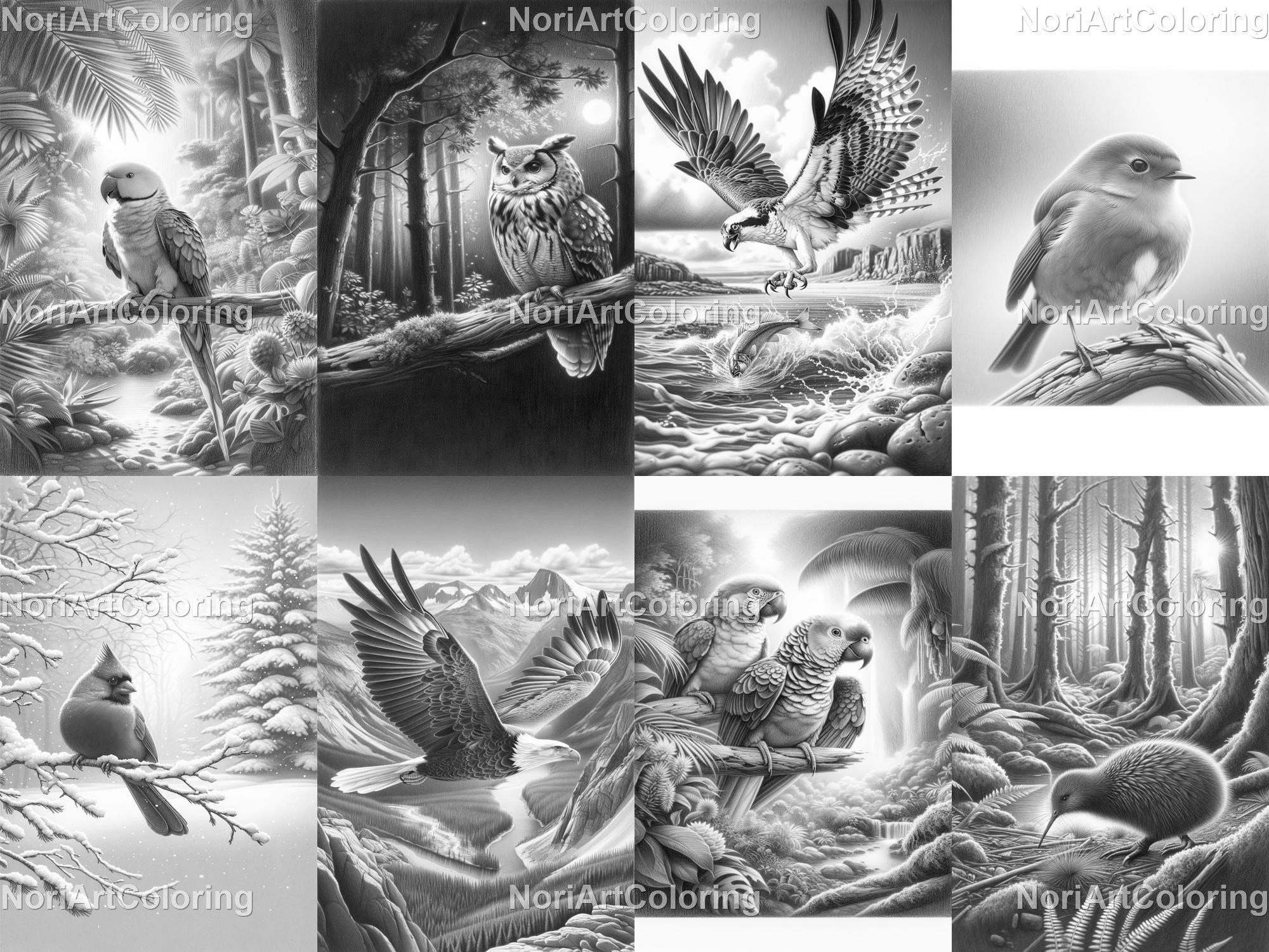 55 Beauty of Birds Grayscale Coloring Pages | Printable Adult Coloring ...