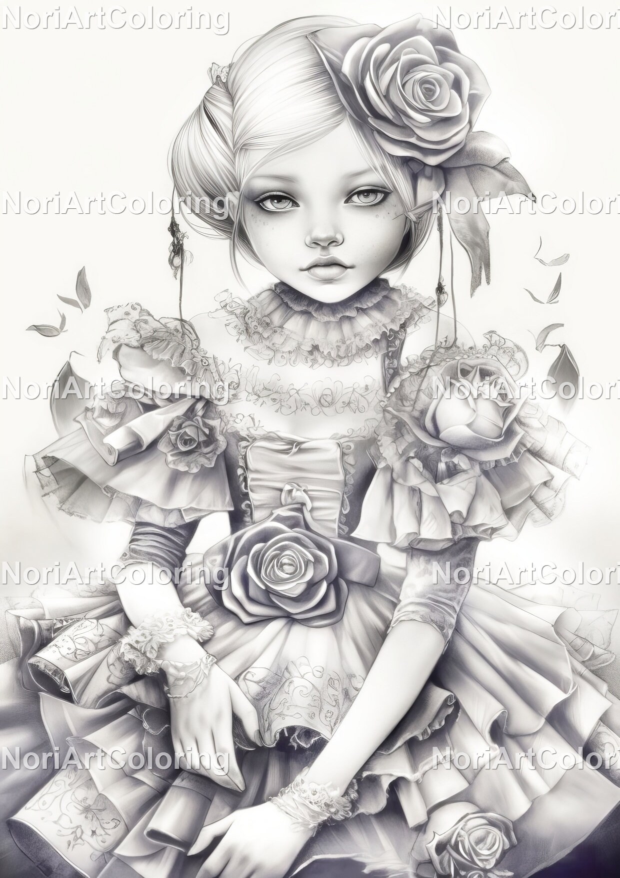 30 Gothic Girls Set 2 Coloring Pages | Bright, Medium and Dark Versions ...