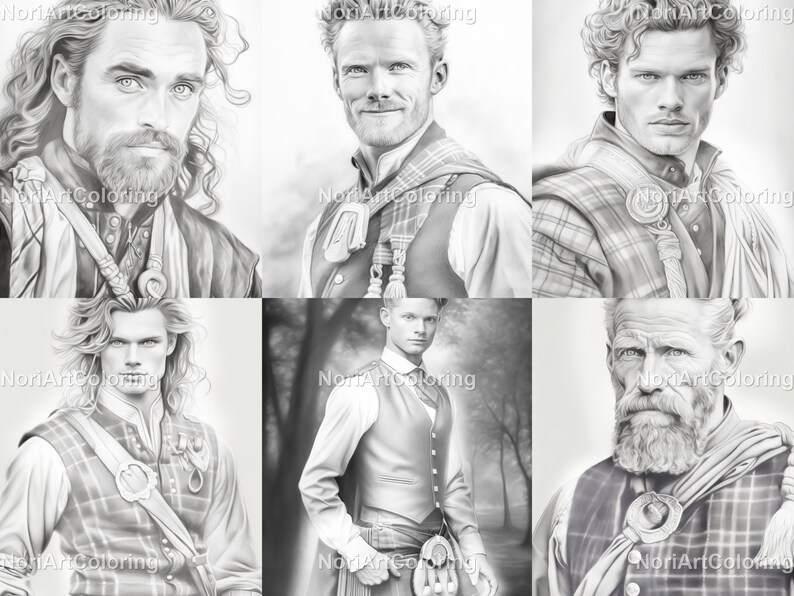 42 Scottish Highlanders | Irish Men |grayscale Coloring Pages|printable ...