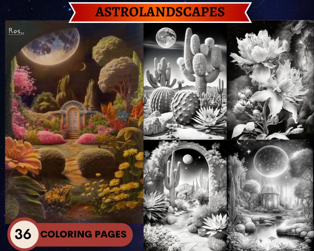 36 Astrolandscapes Coloring Pages | Printable Adult Coloring Pages ...