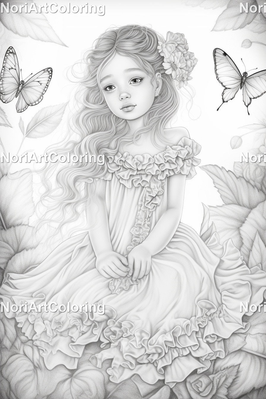 33 Little Girls With Flowers and Butterflies Printable Adult - Etsy ...