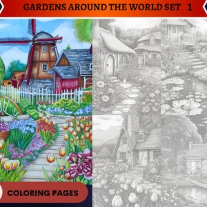 25 Gardens Around the World Coloring Book Set 1 | Bright and Dark ...