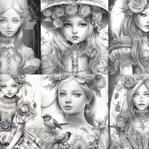 30 Gothic Girls Set 2 Coloring Pages | Bright, Medium and Dark Versions ...