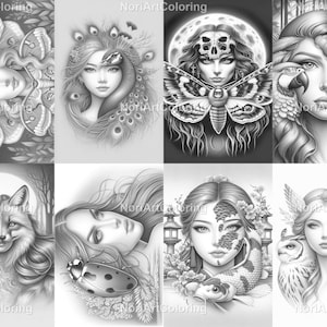 48 Animal Human Fusion Grayscale Coloring Pages | Printable Adult ...