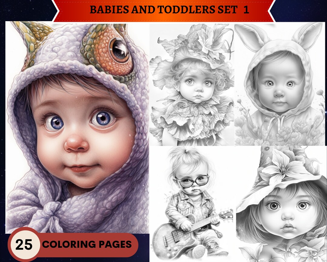 25 Cute Babies and Toddlers Set 1 Coloring Pages | Printable Adult ...