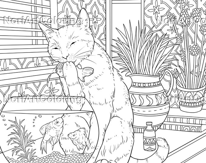10 Mischievous Cats Coloring Pages Printable Adult Coloring Pages ...