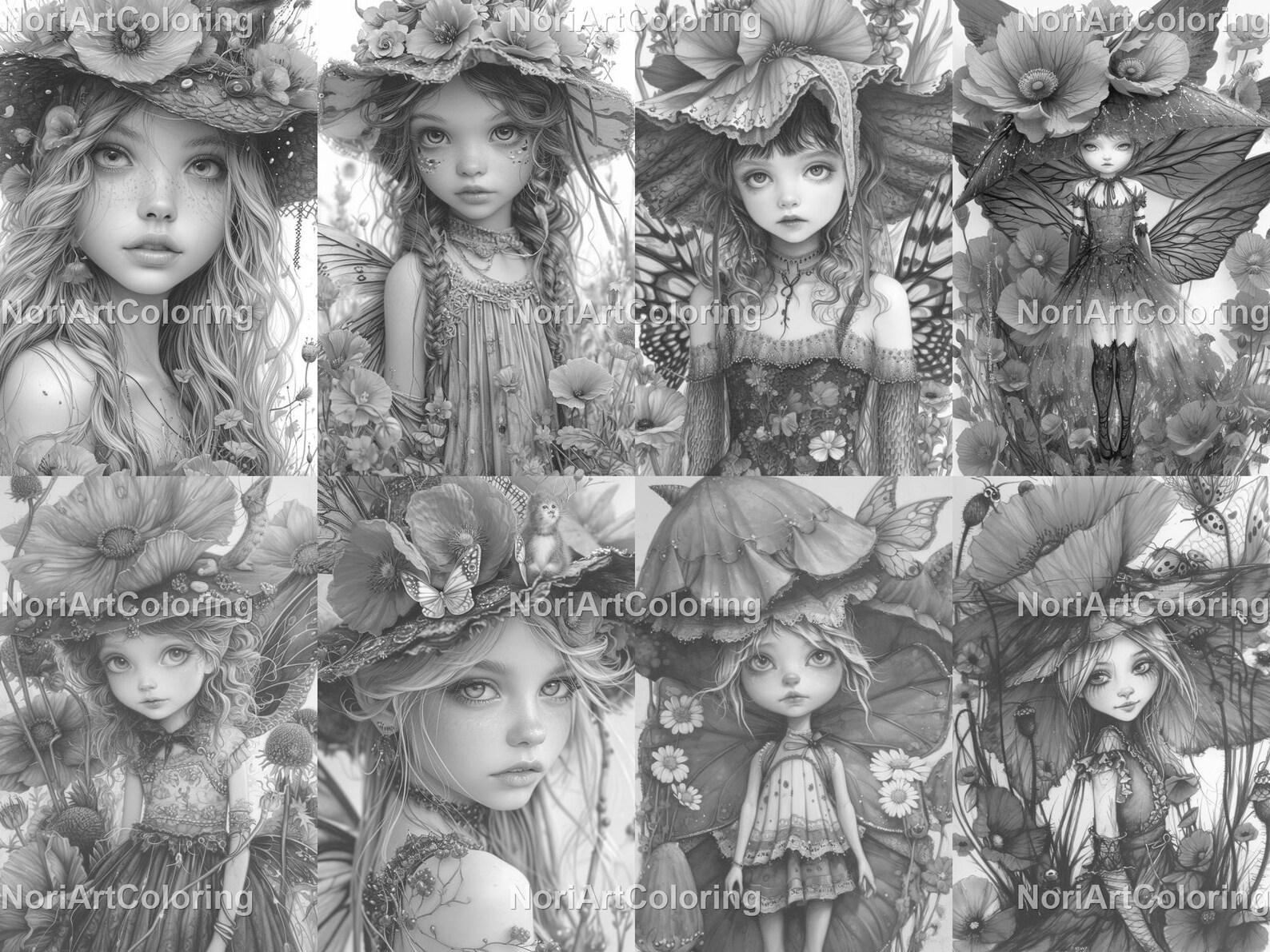 50 Cute Little Fairies Set 6 Coloring Pages | Printable Adult Coloring ...