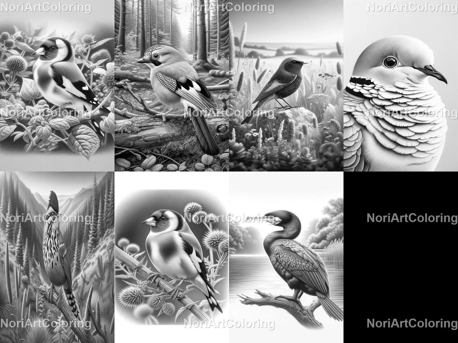 55 Beauty of Birds Grayscale Coloring Pages | Printable Adult Coloring ...
