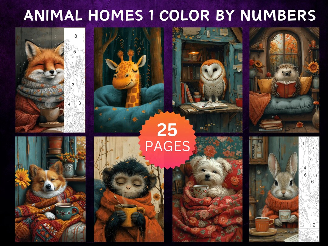 25 Color by Number Pages, Digital Coloring Pages, Paint by Numbers ...